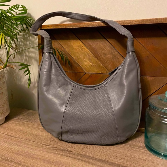 Avon | Bags | Avon Grey Leather Hobo Shoulder Bag | Poshmark